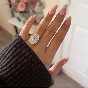 Jewelry | 2ct Oval Cut Big Real Moissanite Vvs1 Color D Ring Size 6 ...